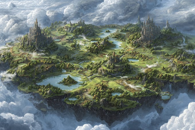 Design fantasy map illustration isometric map, or city map by ...
