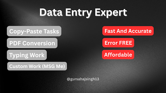 Data entry, web research, excel, admin support work by Gursahajsingh13 | Fiverr