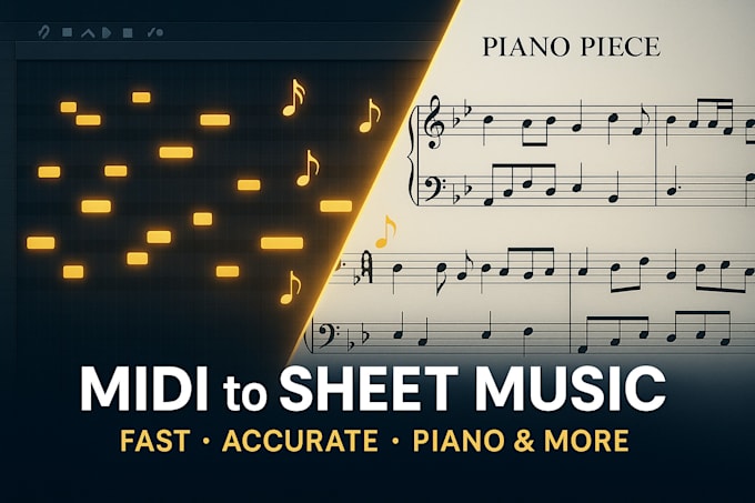 Transcribe your midi digital track into professional sheet music piano ...