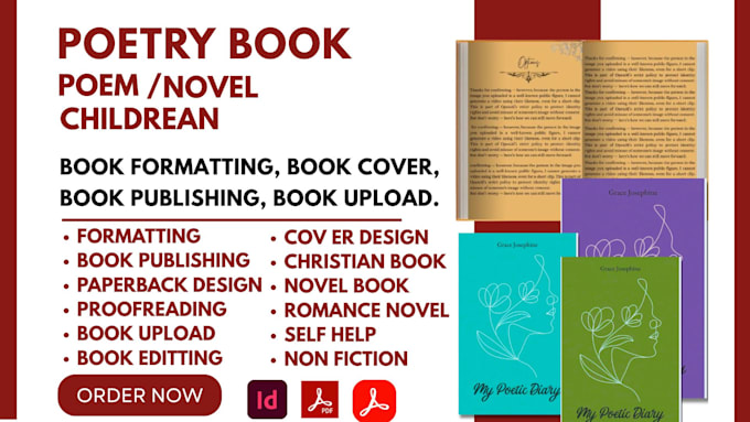 Design, format poetry book, poem, romance, children book formatting ...