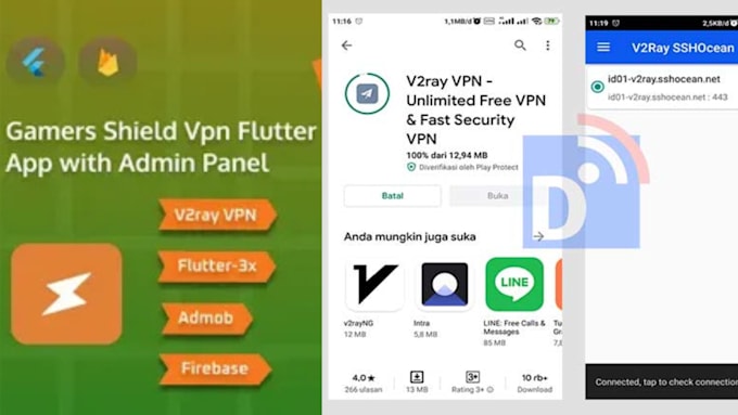 Do vpn app using flutter openvpn, v2ray, wireguard, with an amazing admin panel by Tforex | Fiverr