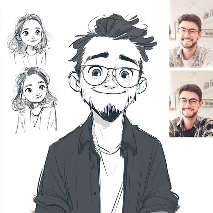 Draw cartoon portrait from photo by Tanlazana | Fiverr
