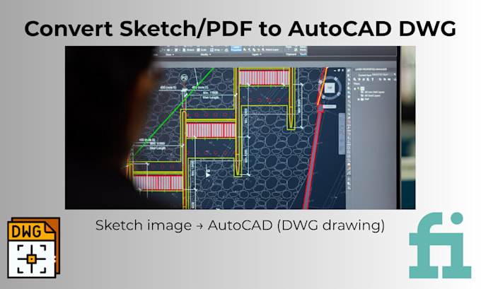 Convert your sketch or pdf to an autocad dwg file accurately by Techmhamza | Fiverr