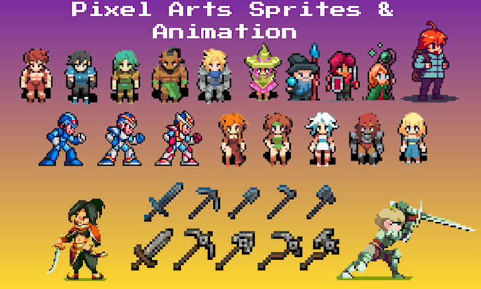 Créer une feuille de sprites pixel art, un ensemble de tuiles pixel art ...