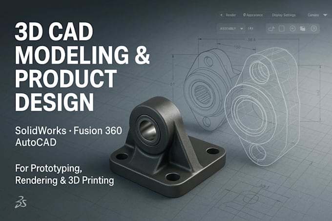 Do 3d industrial design 3d product rendering 3d cad model solidworks 2d drawing by Vince_mockups ...