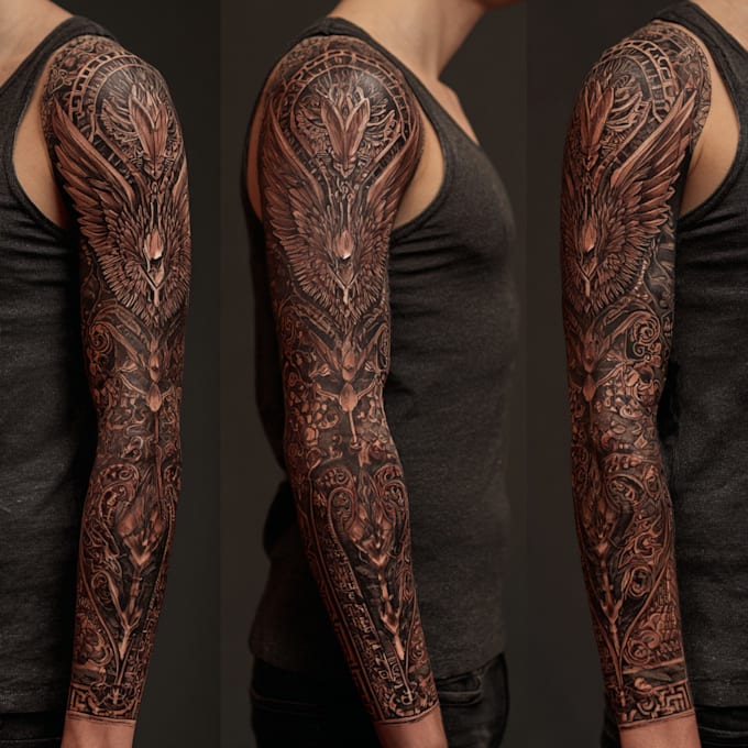 Create a geometric realism in black and grey tattoo design by ...