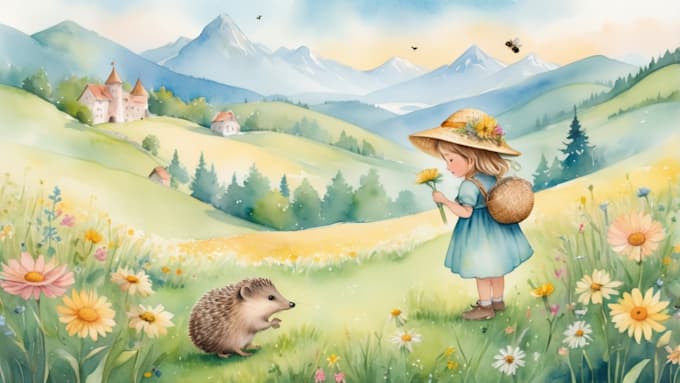 Whimsical watercolor children storybook illustration, german book ...