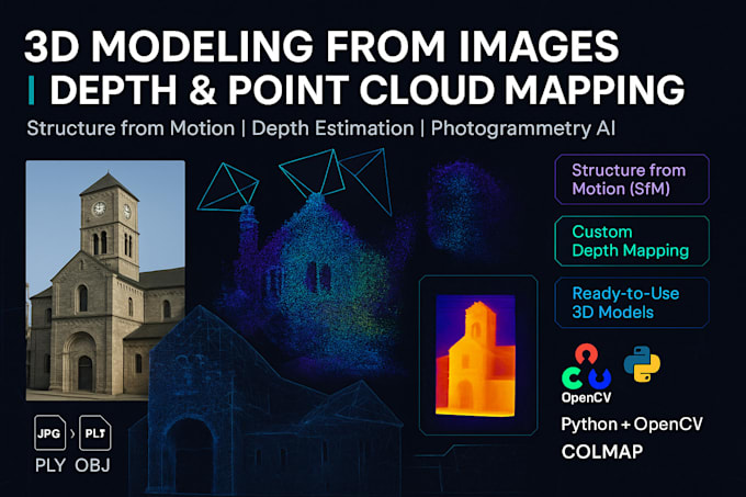 Do image to point cloud structure from motion 3d modeling depth mapping by Frankly_llc | Fiverr