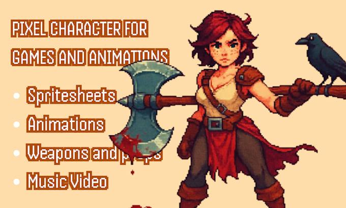 Create 8 bit 16 bit pixel character creation pixel art animation sprite ...