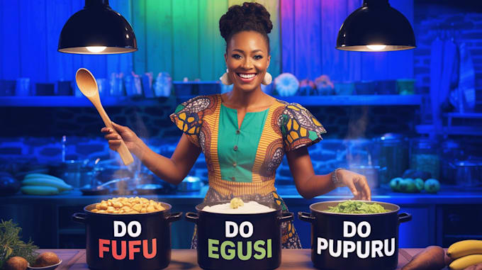 Hacer fufu, iyan, pupuru, con obe egusi