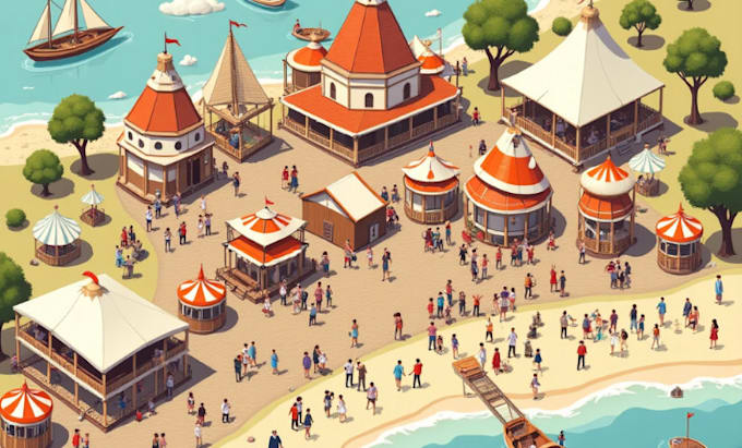 Draw high resolution event map, vector illustration, festival map ...