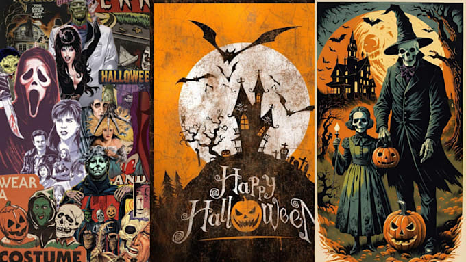 Creepy vintage halloween horror poster 70s 80s retro dark art, gore ...