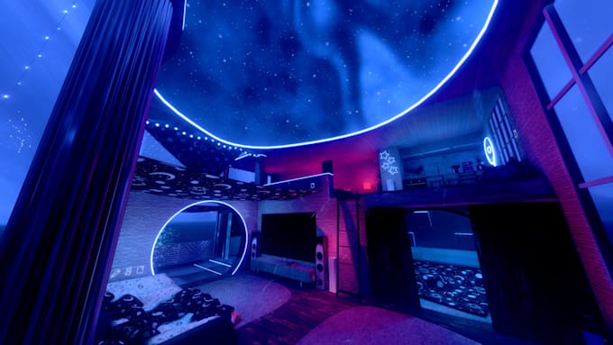 Make a high 3d interactive vrchat world, vrc world, vr world, roblox ...