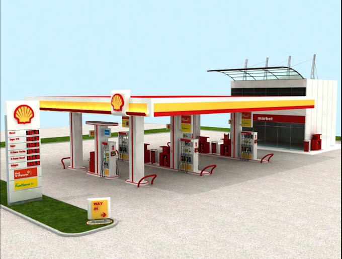 Redesign cgi fuel station design,filling station, minimart,3d gas ...