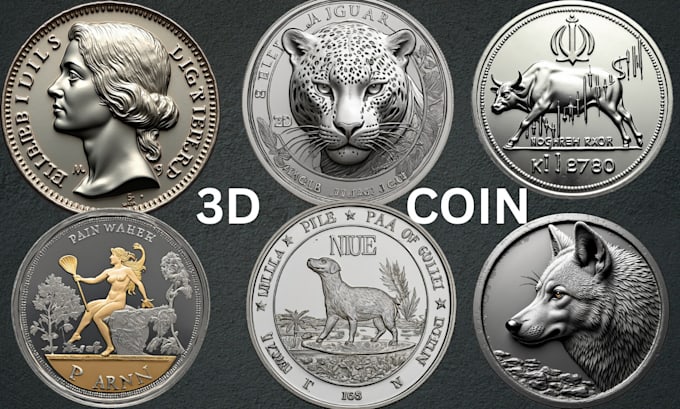 Sculpt printable 3d gold coin model medallion custom bas relief ...