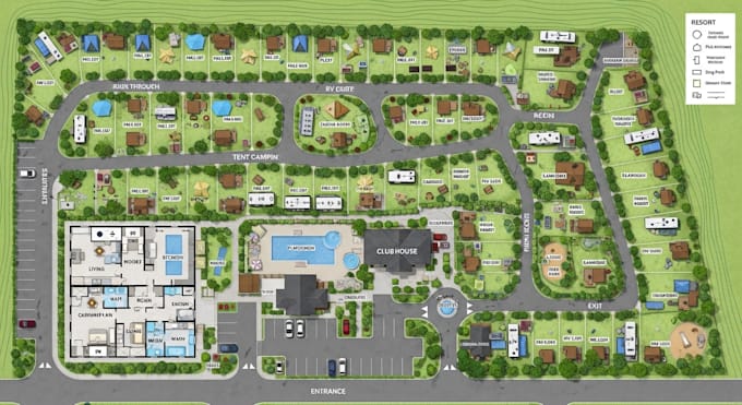 Design rv park, campground, resort site plan, 2d 3d layout and caravan ...