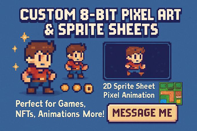 Draw pixel art pixel art character 8 bit pixel animation 2d sprite ...