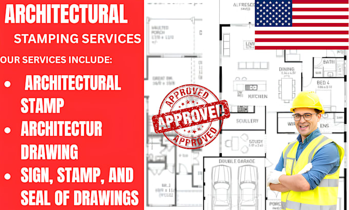 Usa pe stamp, review and sign architectural drawings, plan, mep stamp ...