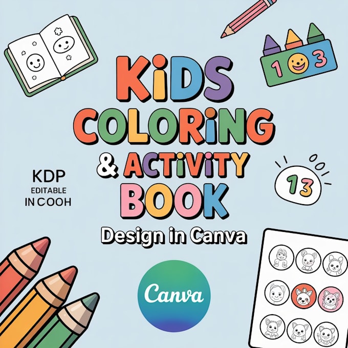 Design kids coloring book, children workbook, kids activity book on ...