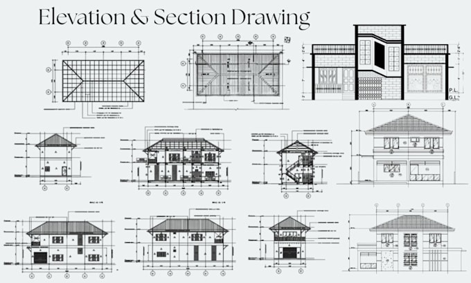 Draw autocad architectural 2d floor plan, elevation and sections as an ...