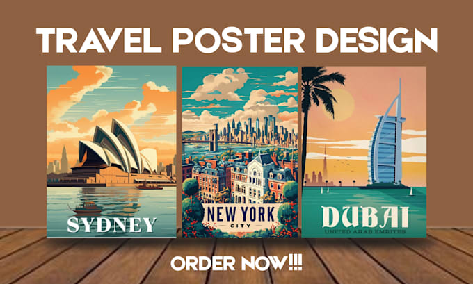 Design a custom retro travel poster or vintage travel art print by ...