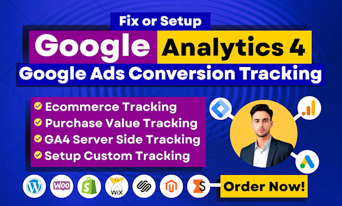 Fix or setup google analytics 4, ga4 ecommerce tracking, ads conversion by gtm by ...