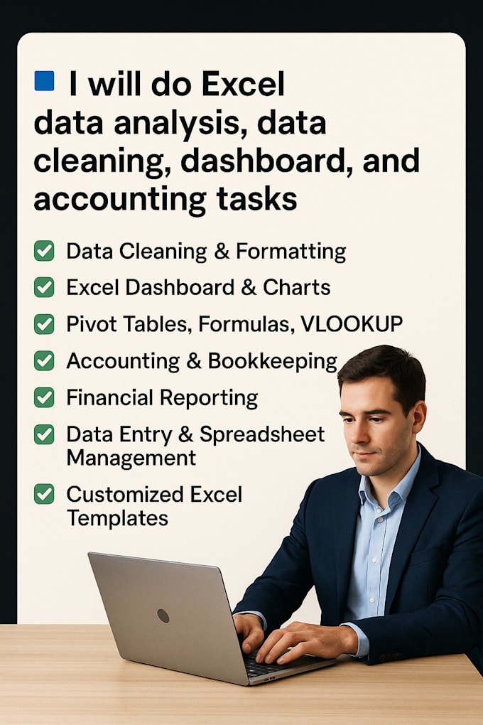 Do excel data analysis, data cleaning, dashboard, and accounting tasks ...
