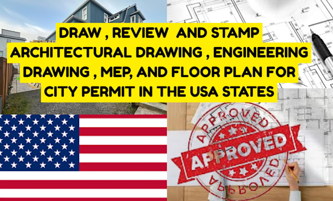 Draw stamp review architectural engineering drawing for city permit by ...