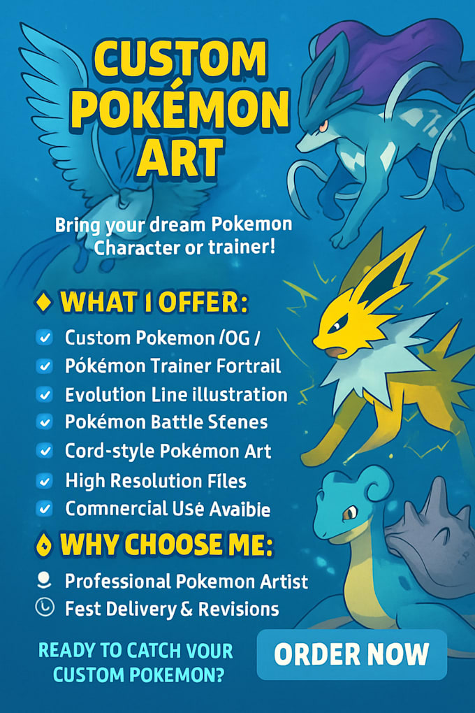 Create custom pokémon art in unique styles by Dorian_blak | Fiverr