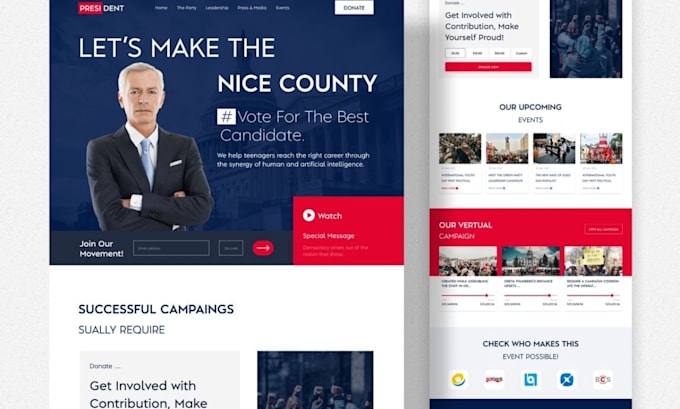 Create a professional candidate election and political campaign website ...