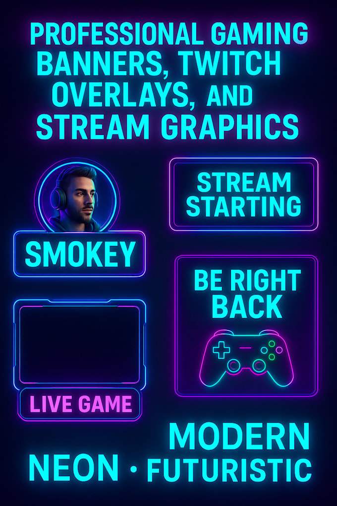 Design professional gaming banners, twitch overlays, and stream ...