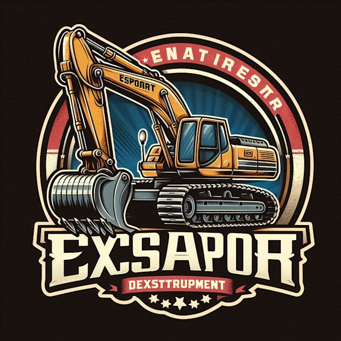 Vintage esport excavator equipment construction mascot logo with t ...