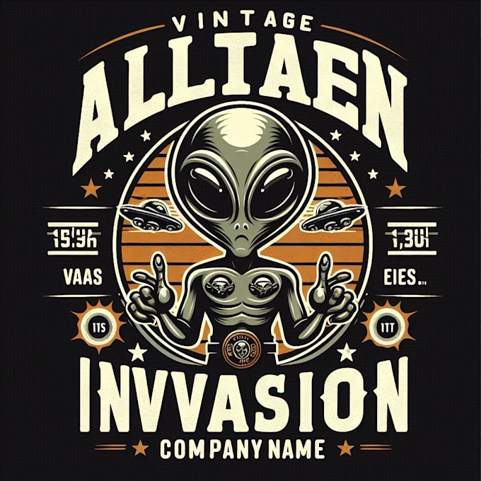 Vintage alien invasion mascot logo t shirt design by Thelma_barro | Fiverr