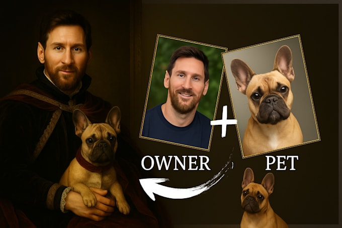 Create a custom royal portrait of pet and owner by Artystshop | Fiverr