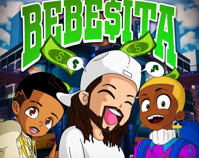 Make cartoon music cover art album cover design music song artwork 2d ...