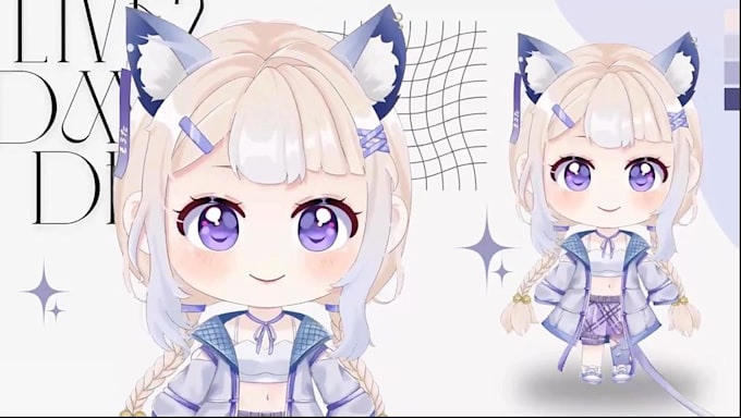 Design an rig chibi vtuber, live2d chibi model, chibi emotes, prpr for ...