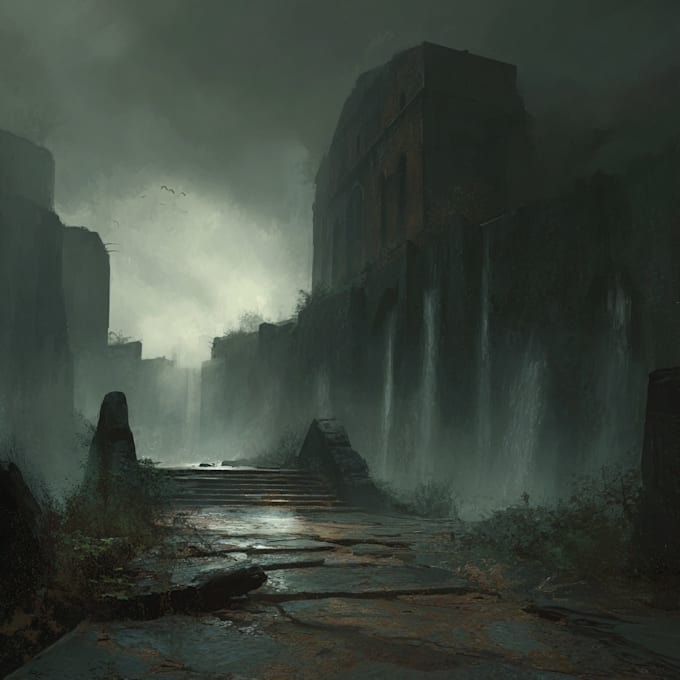 Mystical horror dark environment concept art or landscape by Leosraap ...