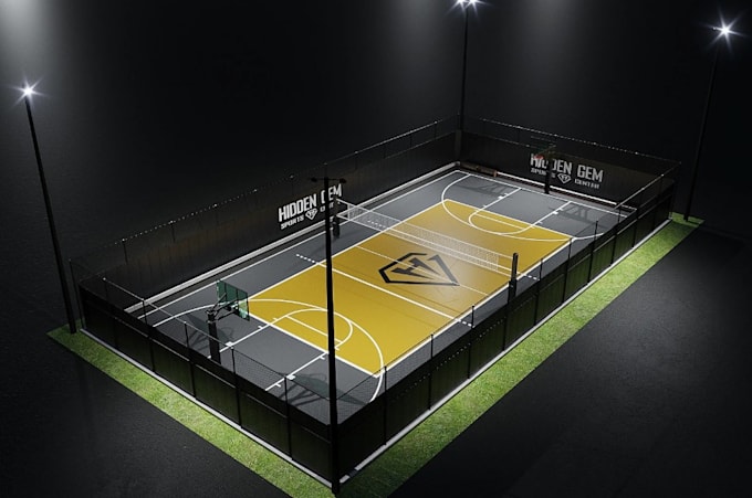 Design 3d indoor sport field, padel court complex,changing room,layout ...