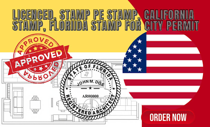 Licensed and stamp pe stamp califoria stamp florida stamp for city ...
