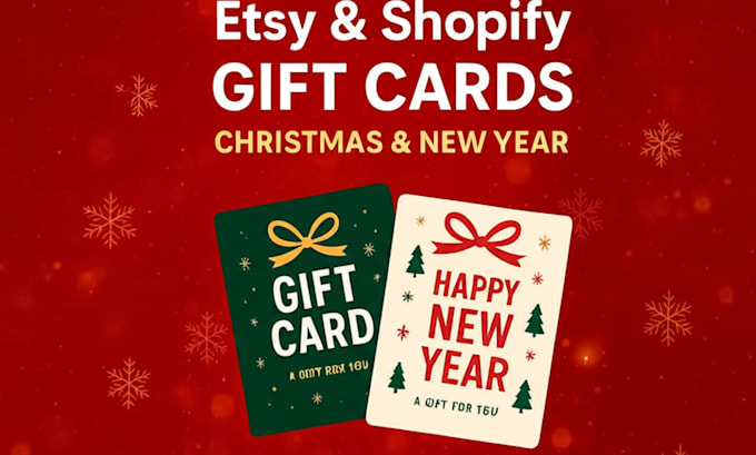 Create custom etsy shopify gift card designs for christmas and new year ...