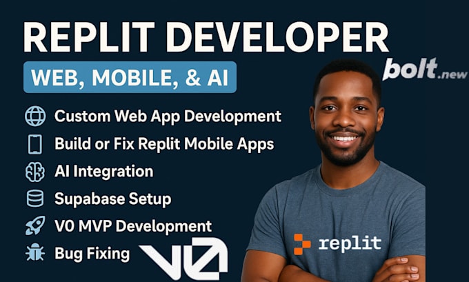 Replit web app replit mobile app replit ai replit expert fix replit supabase v0 by ...