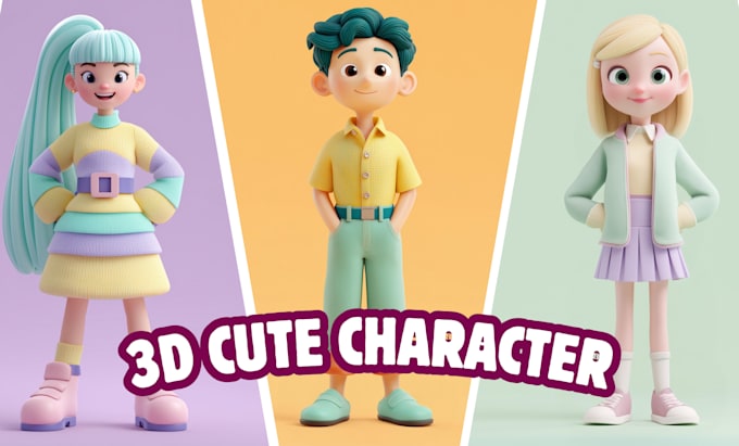 Design 3d cute character modeling, animal, chibi, and mascot in cartoon style by Birrumadani ...