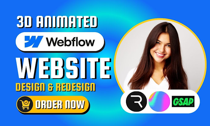 Design, build 2d 3d animated webflow website with spline rive, gsap integration by Isabella_p001 ...