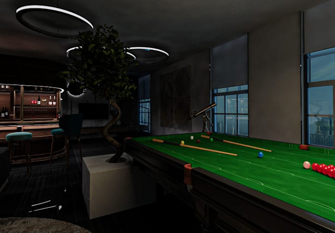 Render snooker room interior, gaming interior set up,billiard room ...