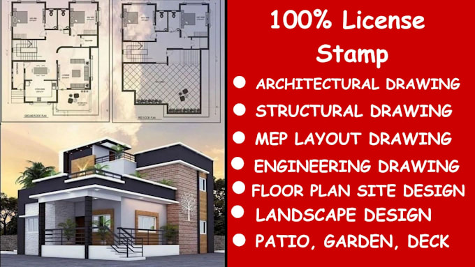 Draw city permit plans, floor plan, mep, pe stamp, adu, framing and blueprints by Marcmuller1 ...
