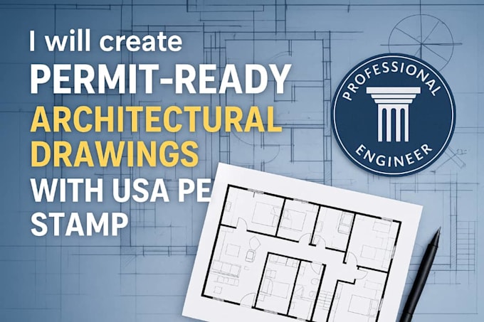Create permit ready architectural drawings with usa pe stamp plans by ...