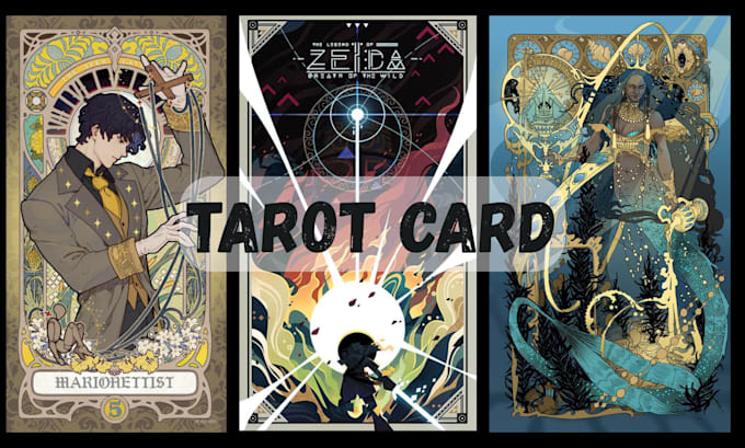 Draw tarot card game design tcg vintage art nouveau style board game by ...