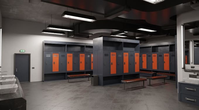 Render gym locker room design,dressing hub,modern locker room,fitness ...