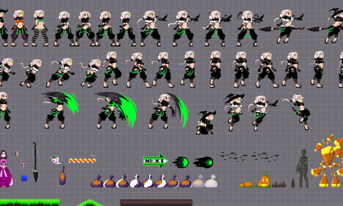 Hoja de sprites de pixel art, recursos de juego, animación de hoja de ...