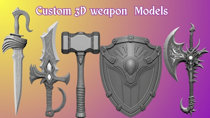 Create detailed 3d swords, weapons, armors, knives and accessories for ...